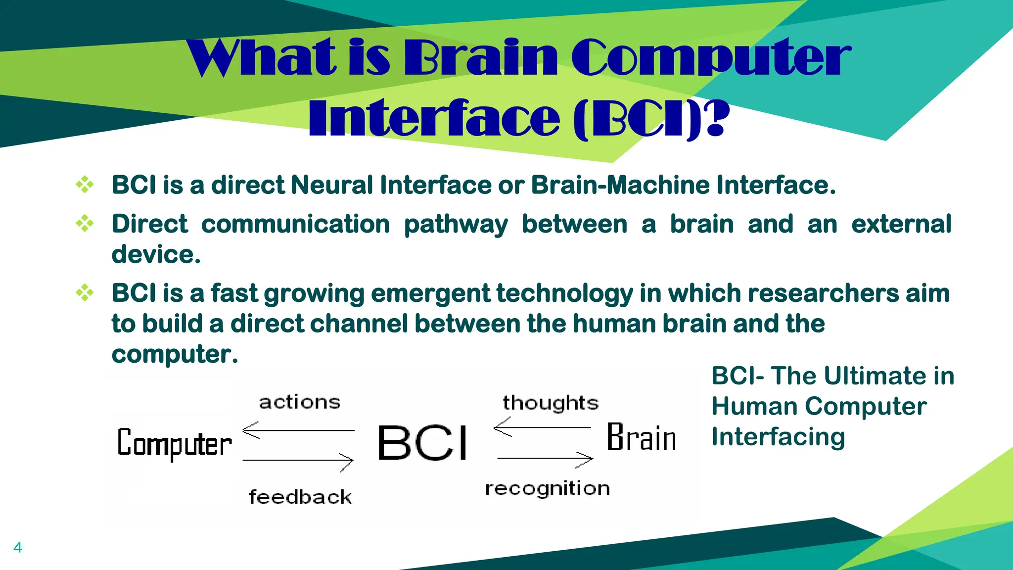 BCI is a direct Neural Interface or Brain-Machine Interface | PPTX