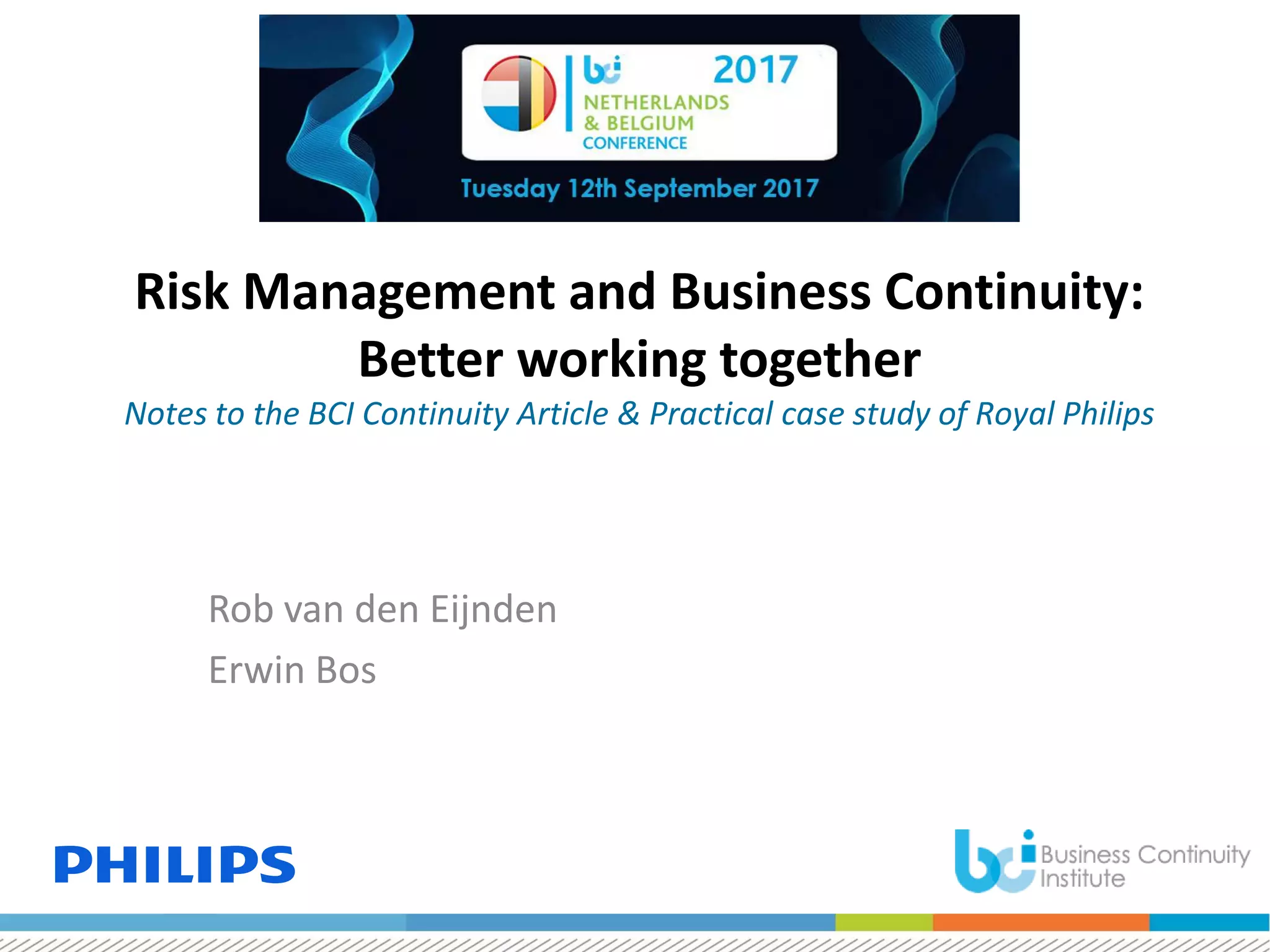 Bci NeBe conf 2017 collaboration - improving supply chain resilience ...