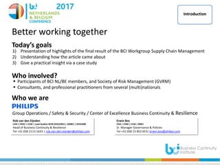 Bci NeBe conf 2017 collaboration - improving supply chain resilience ...