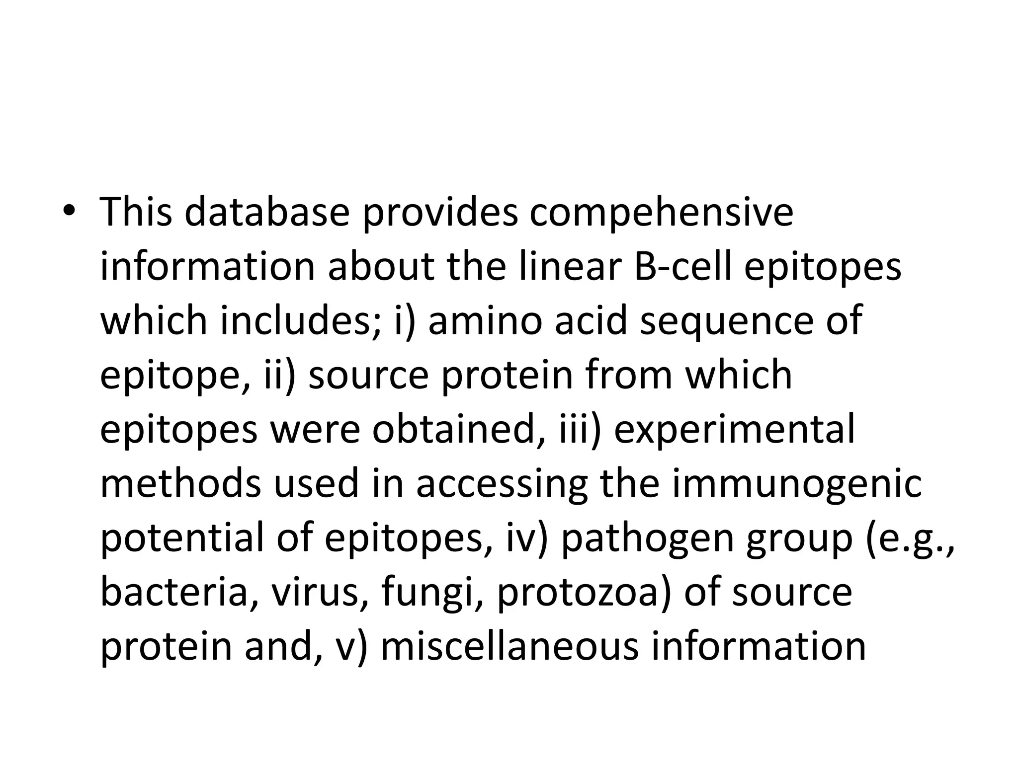B cell epitope database features and tools | PPT