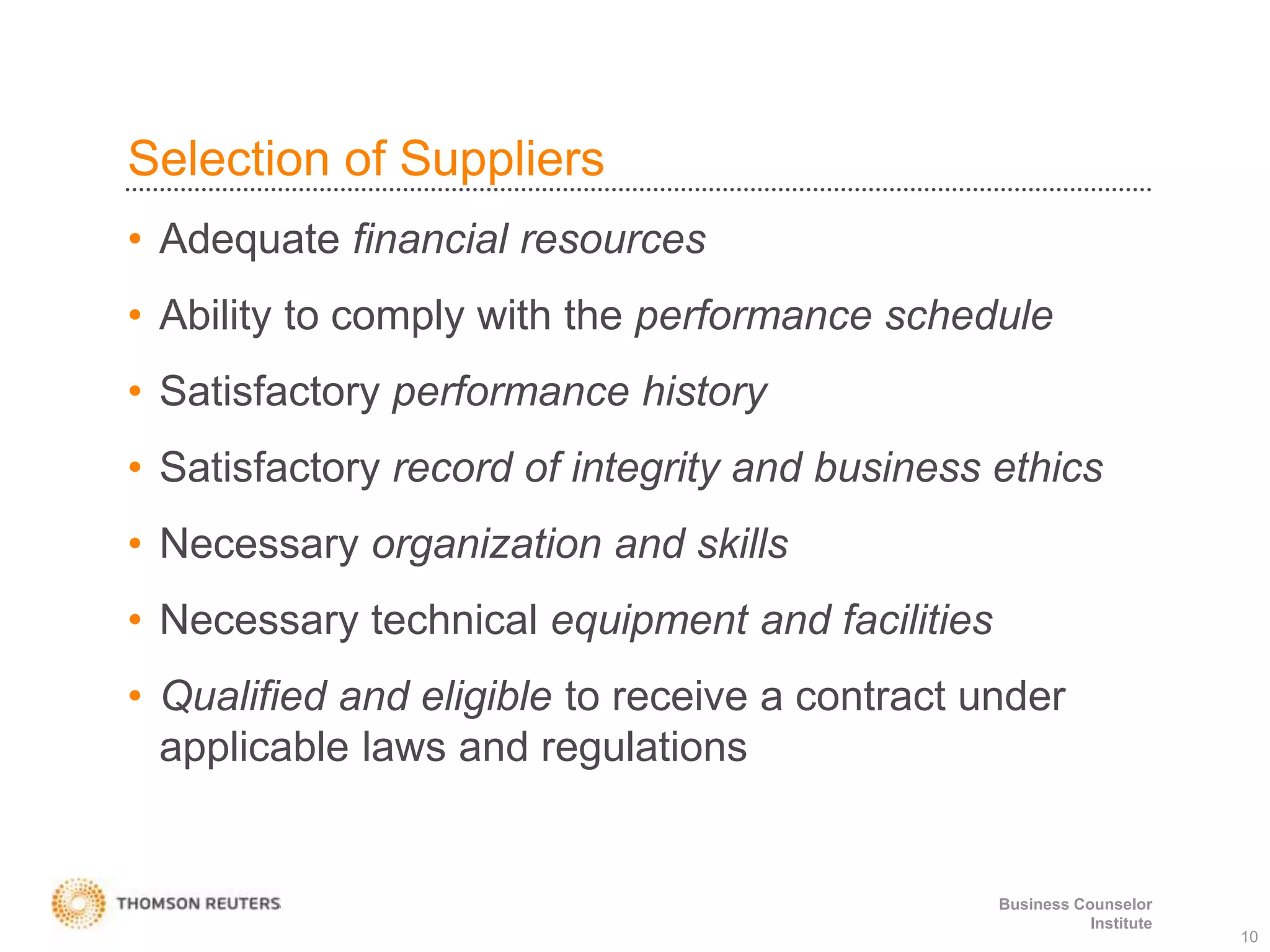 Supplier Selection and Management | PPT