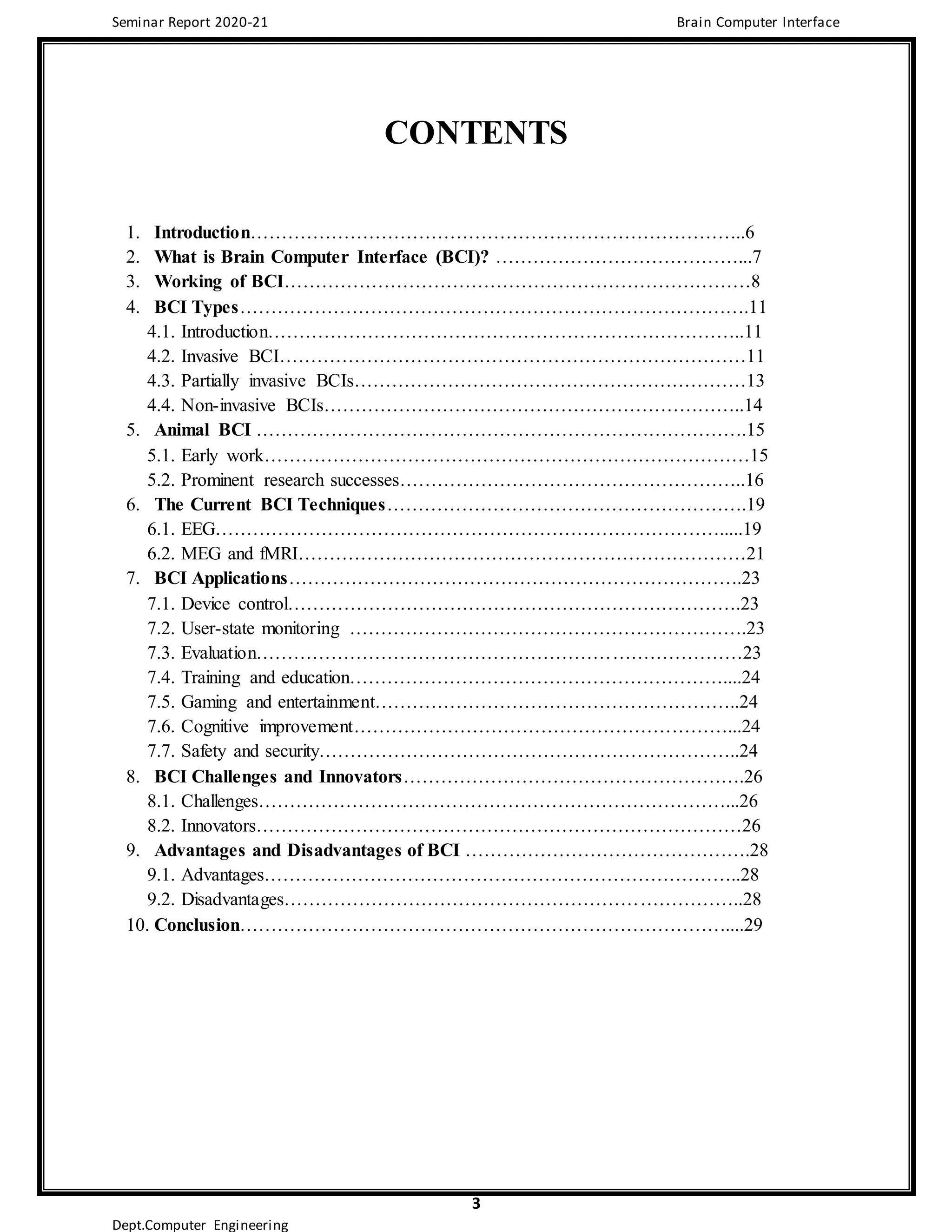 Brain-Computer Interface (BCI)-Seminar Report | DOCX