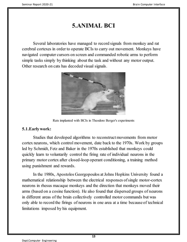 Brain-Computer Interface (BCI)-Seminar Report | PDF