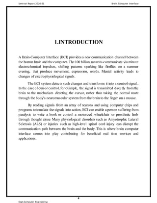 Brain-Computer Interface (BCI)-Seminar Report | DOCX