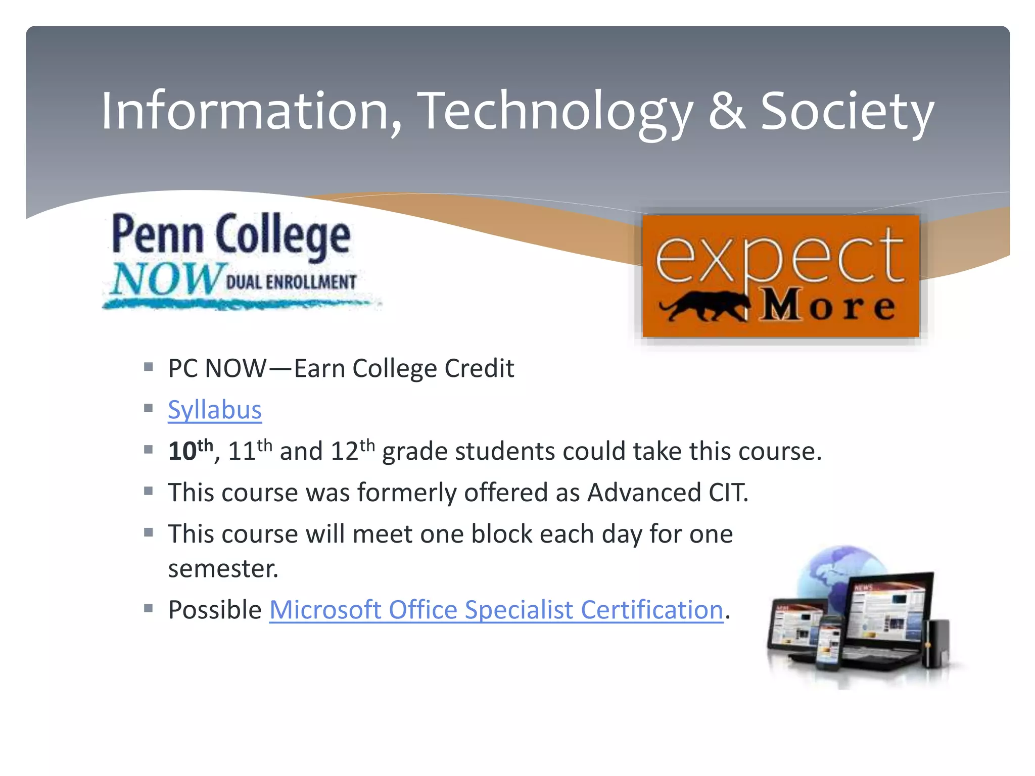 Milton High School--Business & Computer Technology Course Information ...