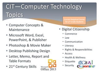 Milton High School--Business & Computer Technology Course Information ...