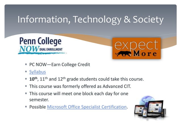 Milton High School--Business & Computer Technology Course Information | PPTX