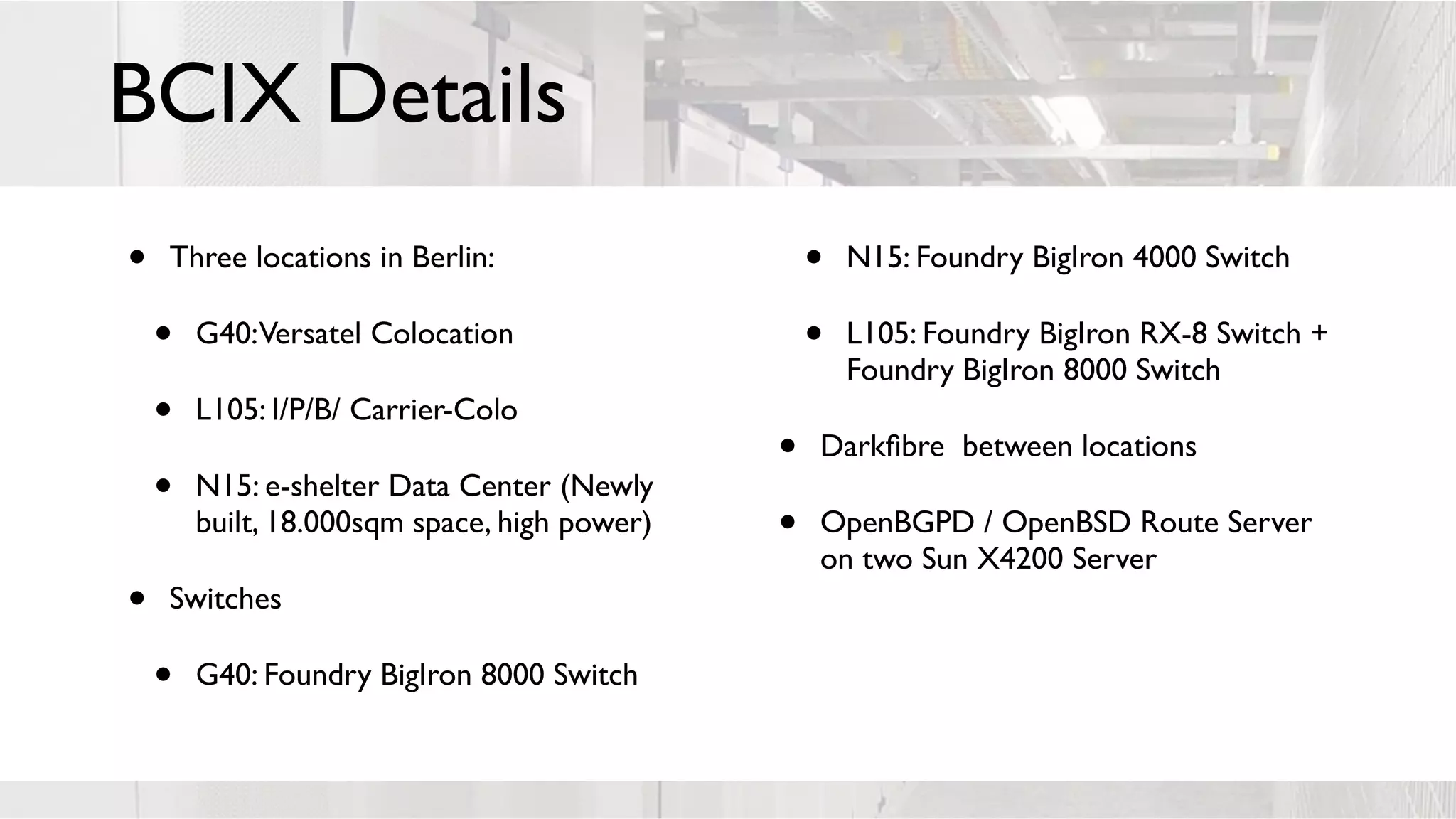 BCIX Roundtable 2009 presentation | KEY | Computer Networking | Computing
