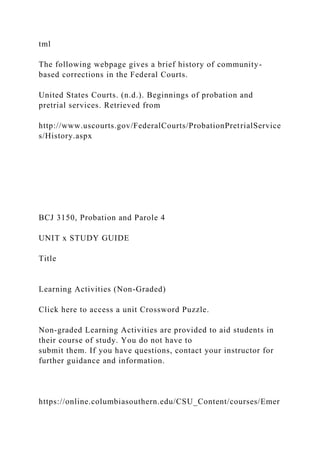 BCJ 3150, Probation and Parole 1 Course Learning Outc.docx