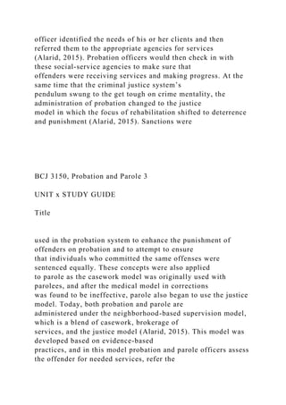 BCJ 3150, Probation and Parole 1 Course Learning Outc.docx