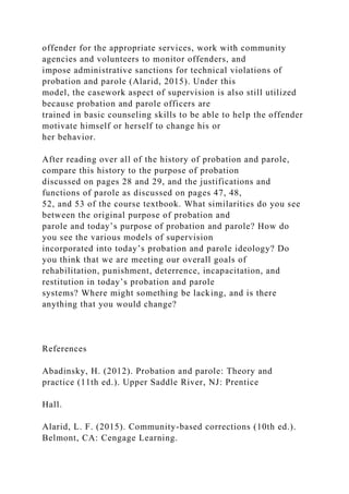 BCJ 3150, Probation and Parole 1 Course Learning Outc.docx