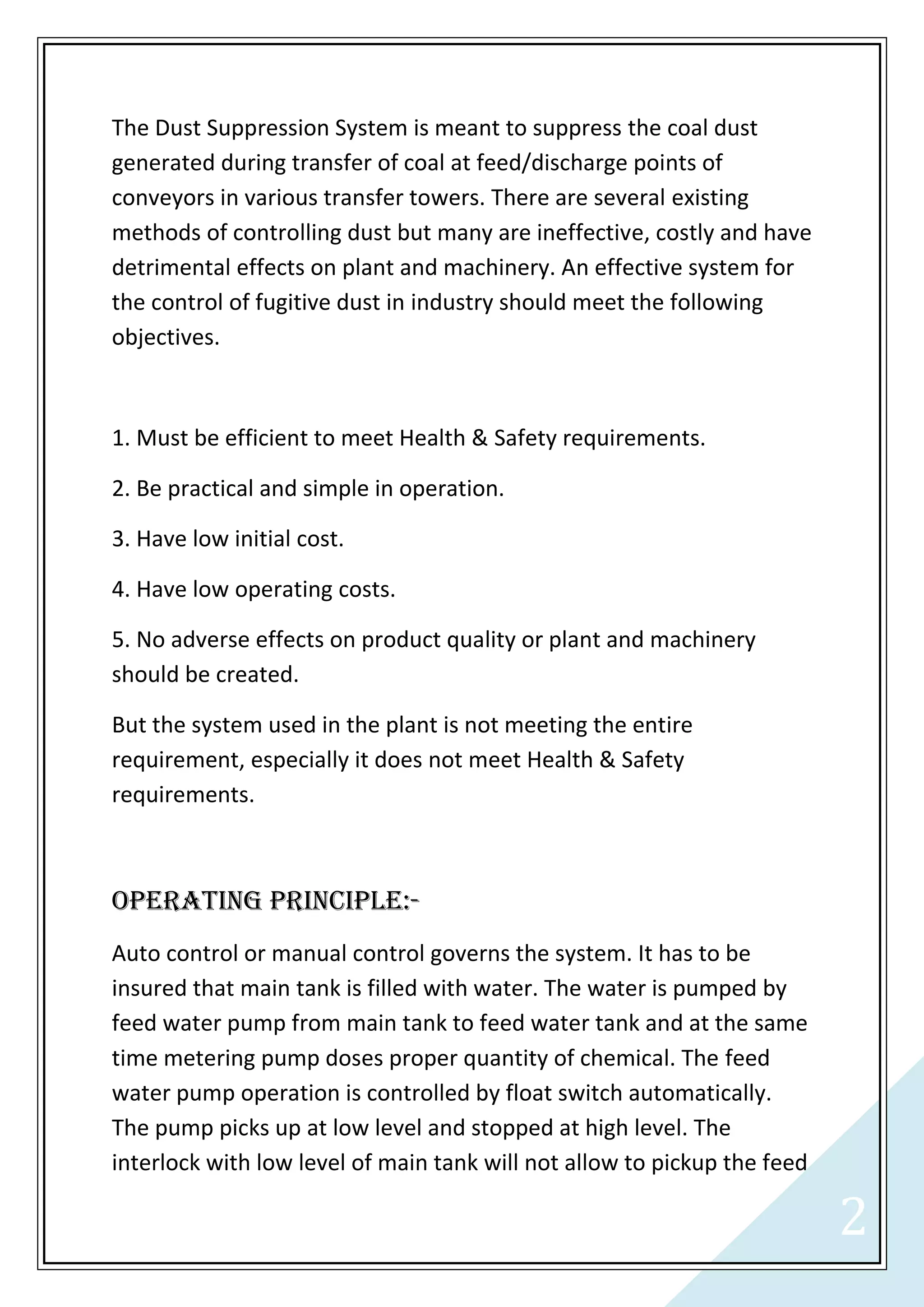 report: DUST IDENTIFICATION & SUPPRESSION SYSTEMS | PDF