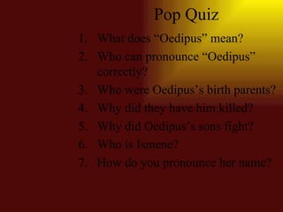 Bckgd Info On The Oedipus Cycle | PPT | Drama | Genres