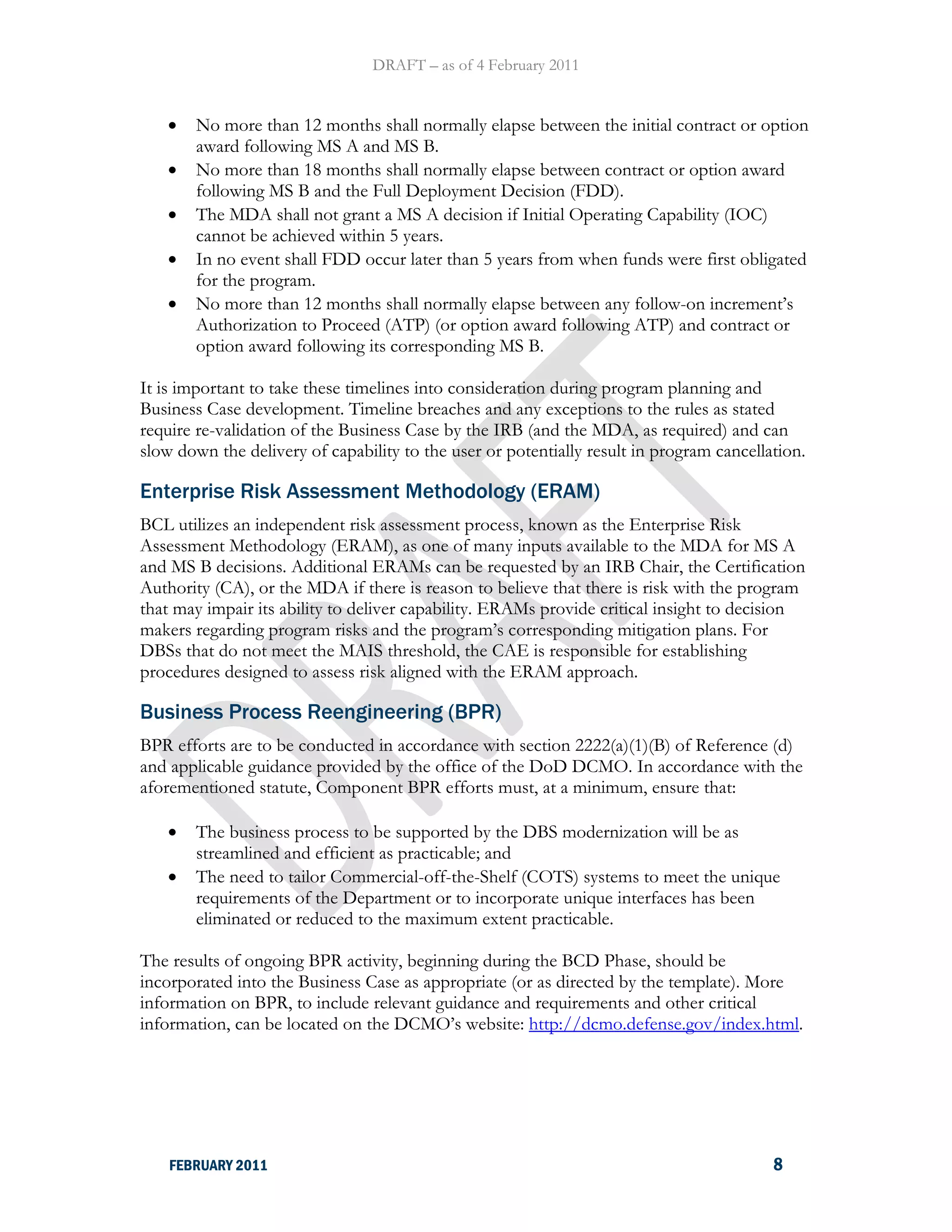 DoD Business Capability Lifecycle (BCL) Guide (Draft) | PDF