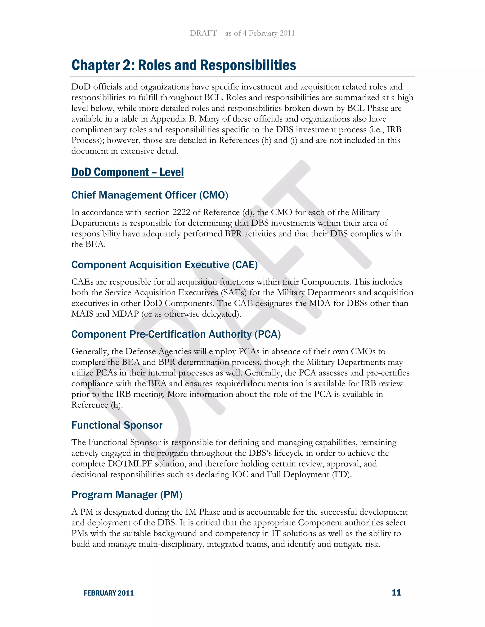 DoD Business Capability Lifecycle (BCL) Guide (Draft) | PDF