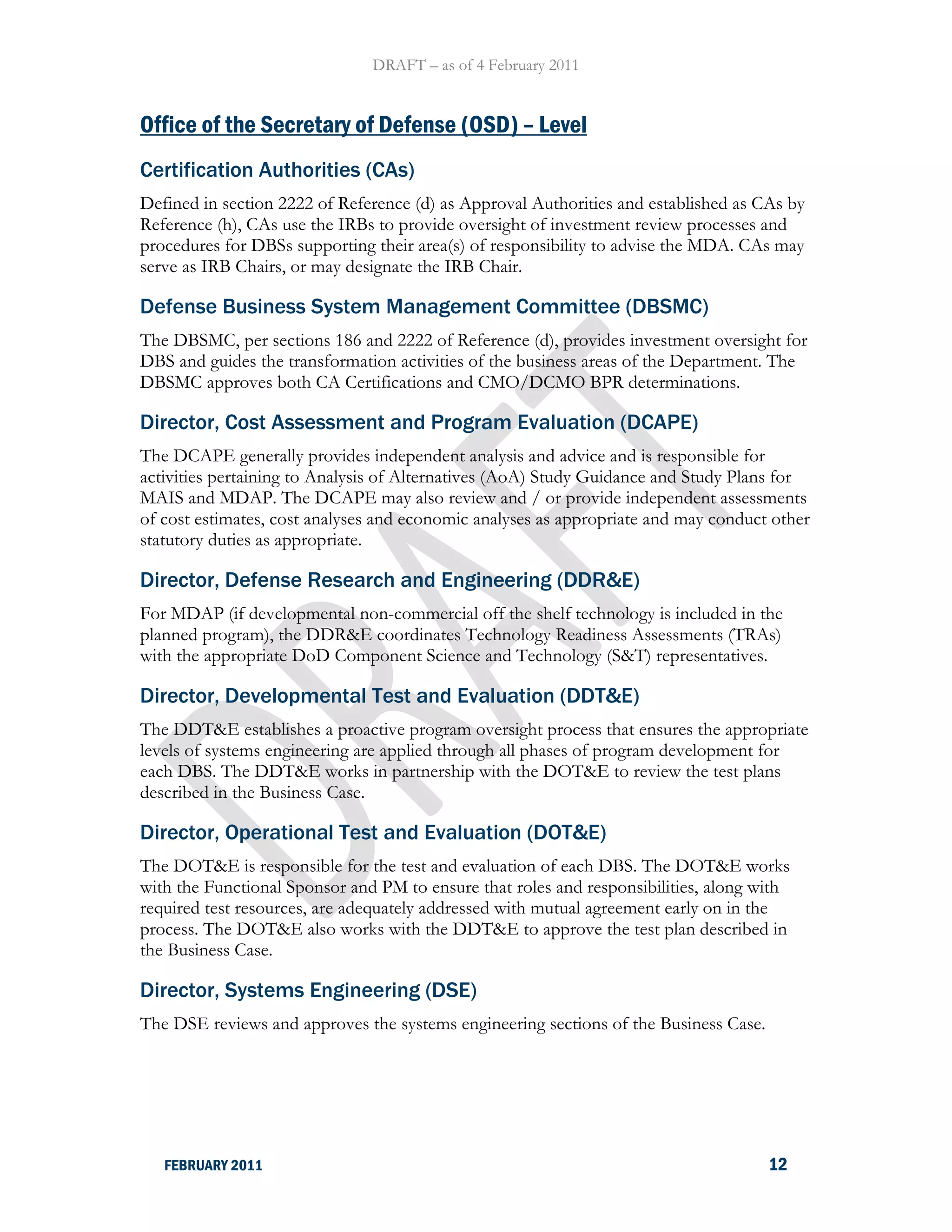 DoD Business Capability Lifecycle (BCL) Guide (Draft) | PDF