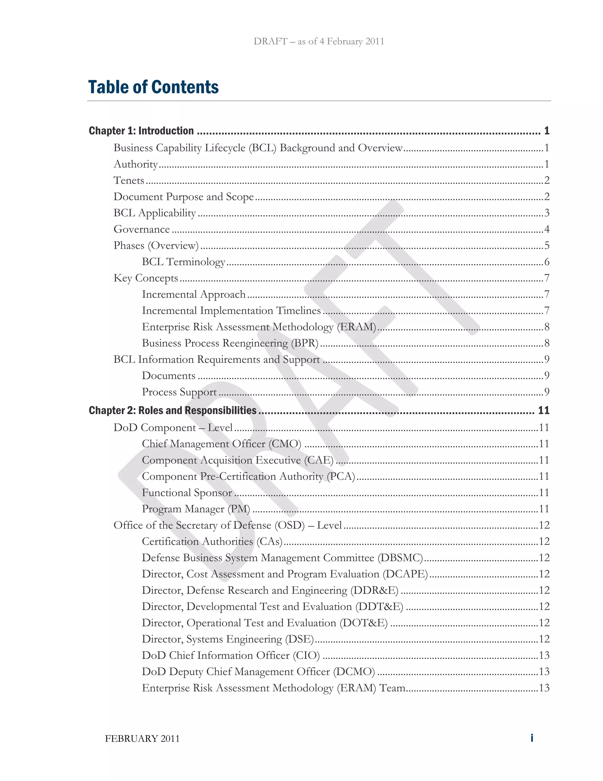 DoD Business Capability Lifecycle (BCL) Guide (Draft) | PDF