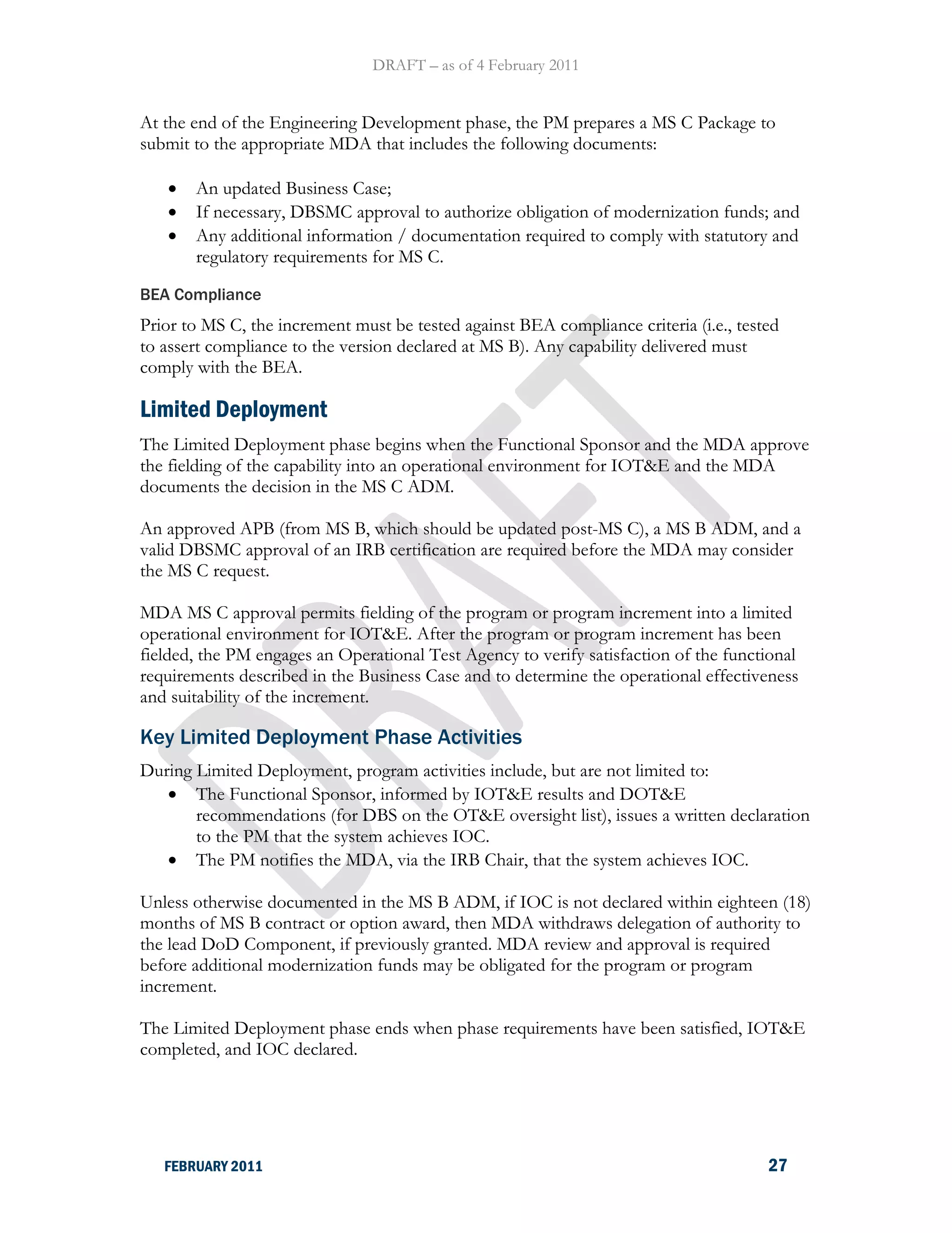 DoD Business Capability Lifecycle (BCL) Guide (Draft) | PDF