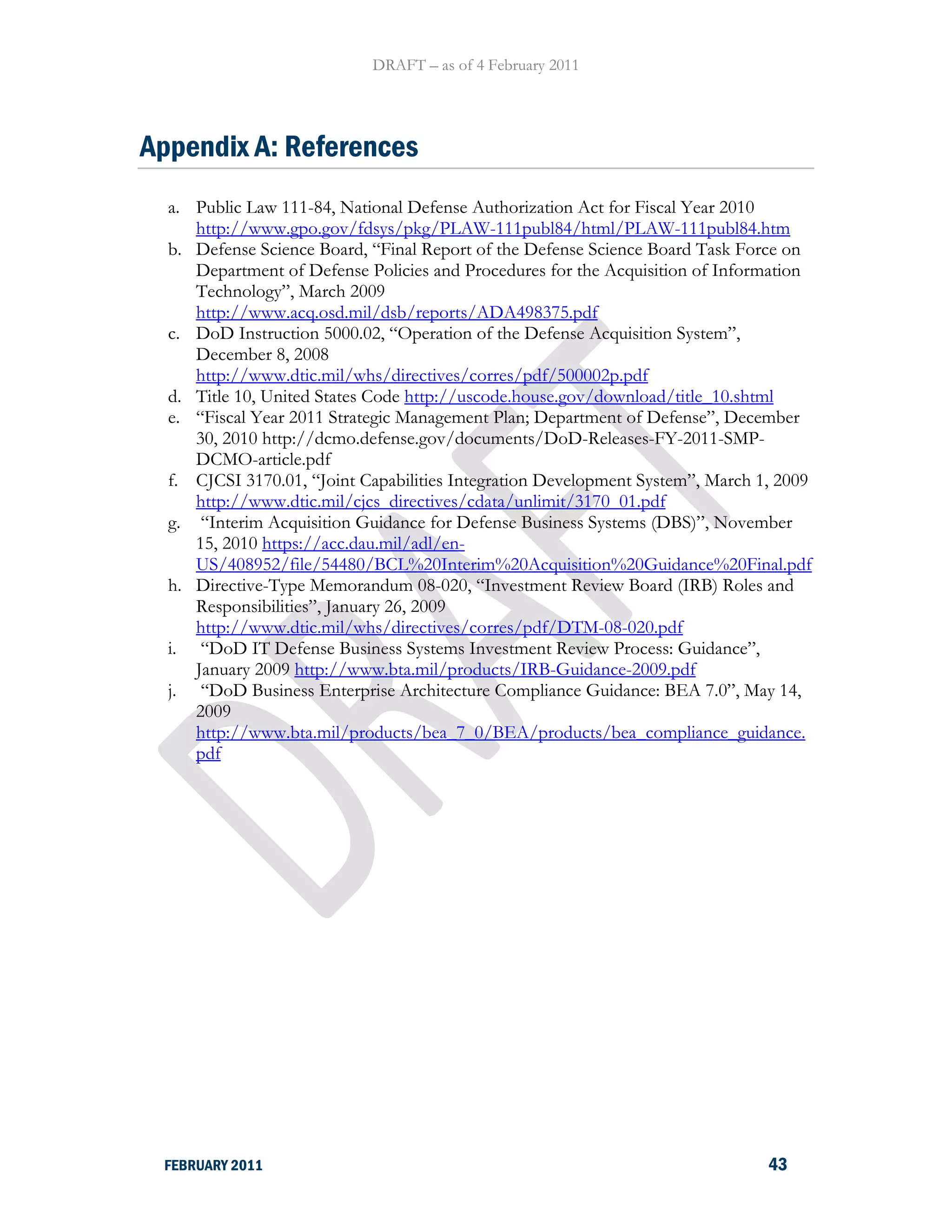 DoD Business Capability Lifecycle (BCL) Guide (Draft) | PDF