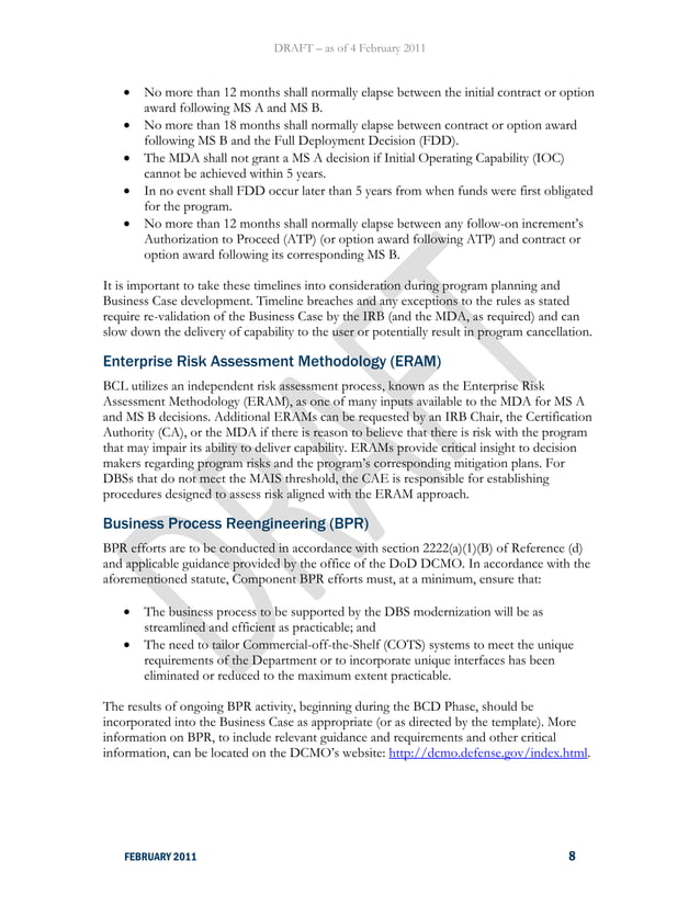 DoD Business Capability Lifecycle (BCL) Guide (Draft) | PDF | Defense ...