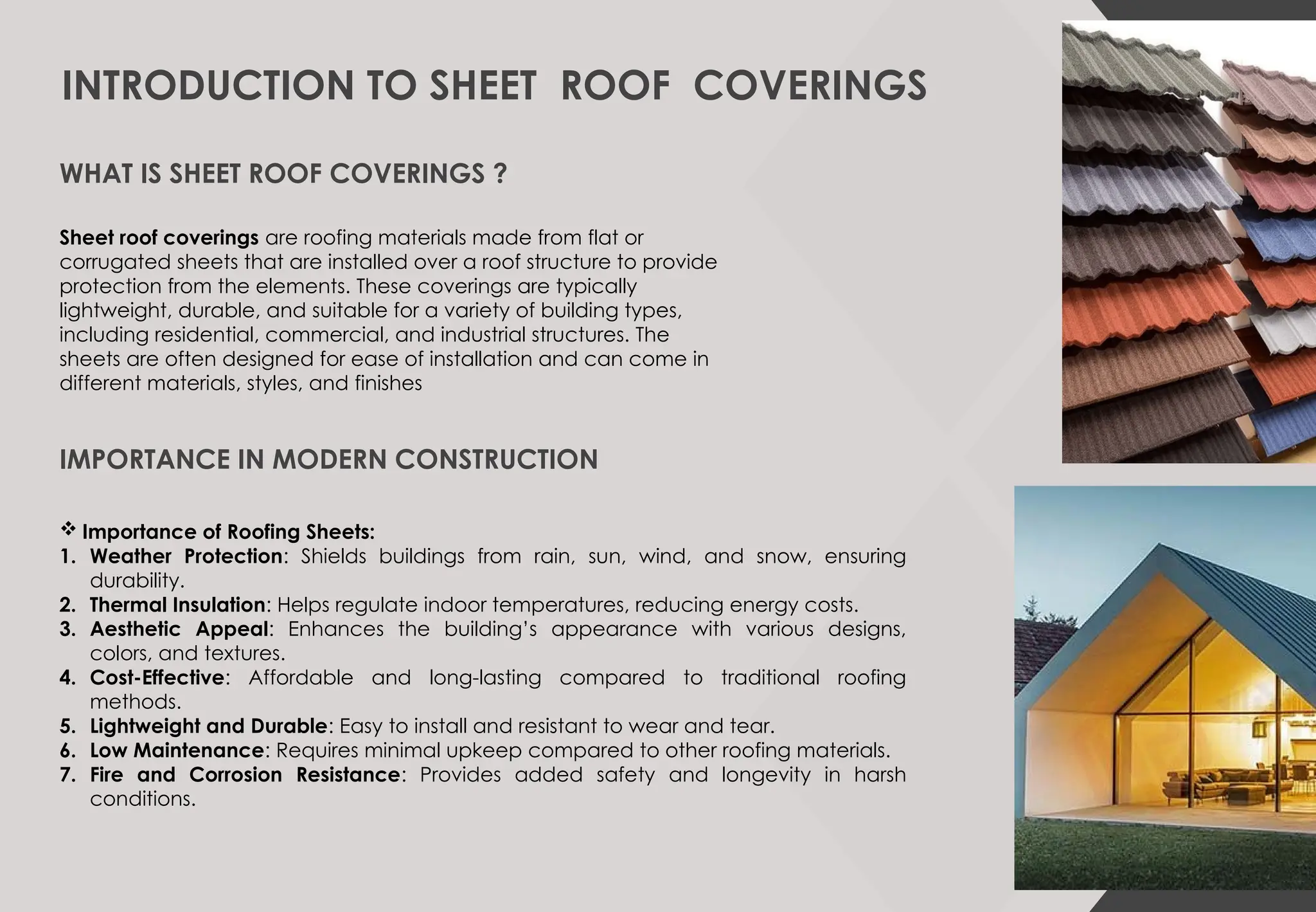 BCM - 6 - Sheet Roof Covering in Building Construction.pptx