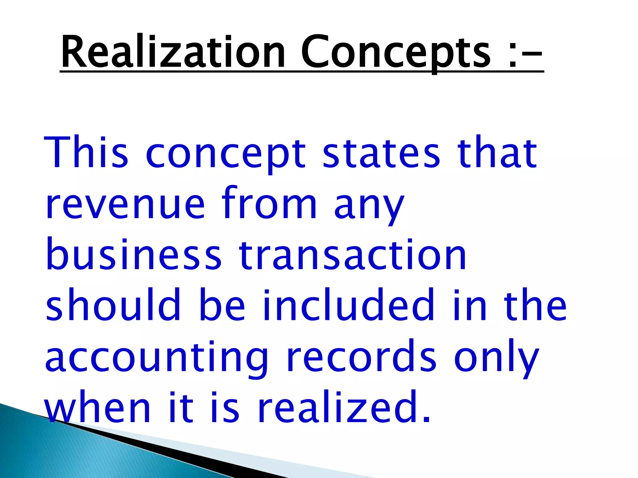 Realization concepts of accountancy | PPT
