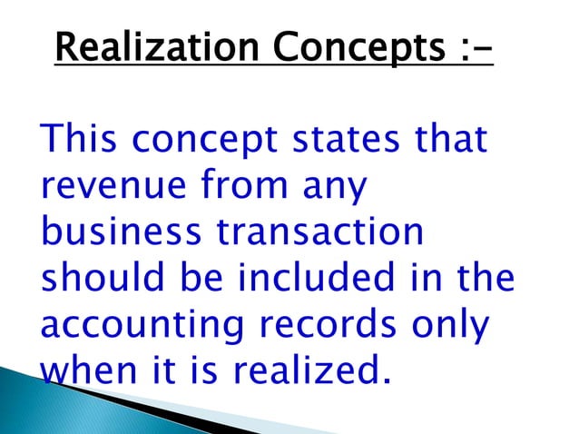 Realization concepts of accountancy | PPT