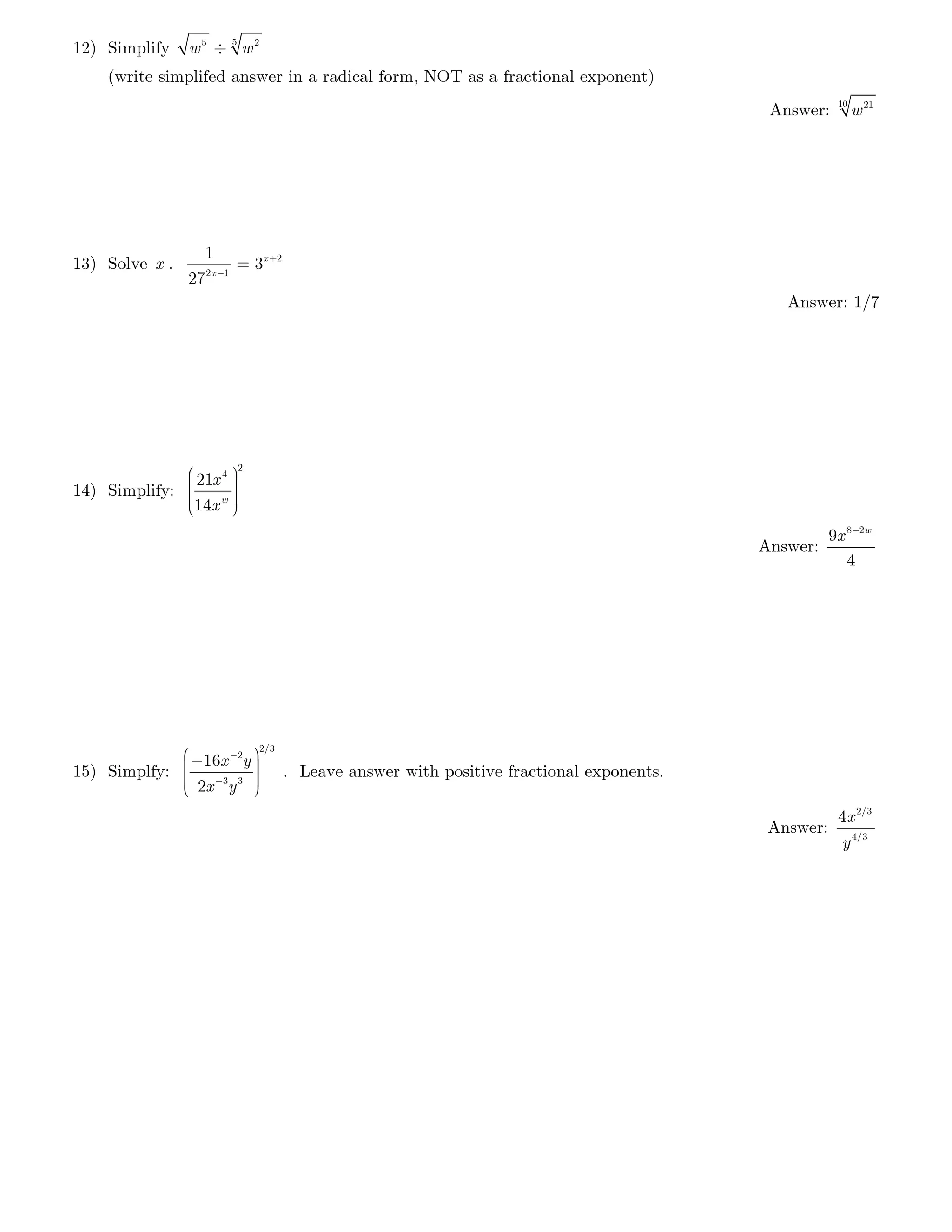 BC Math 10 Exponents Practice Test | PDF