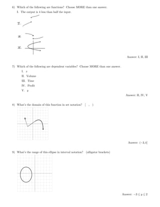 Bc Math 10 Functions and Slope Practice Test | PDF