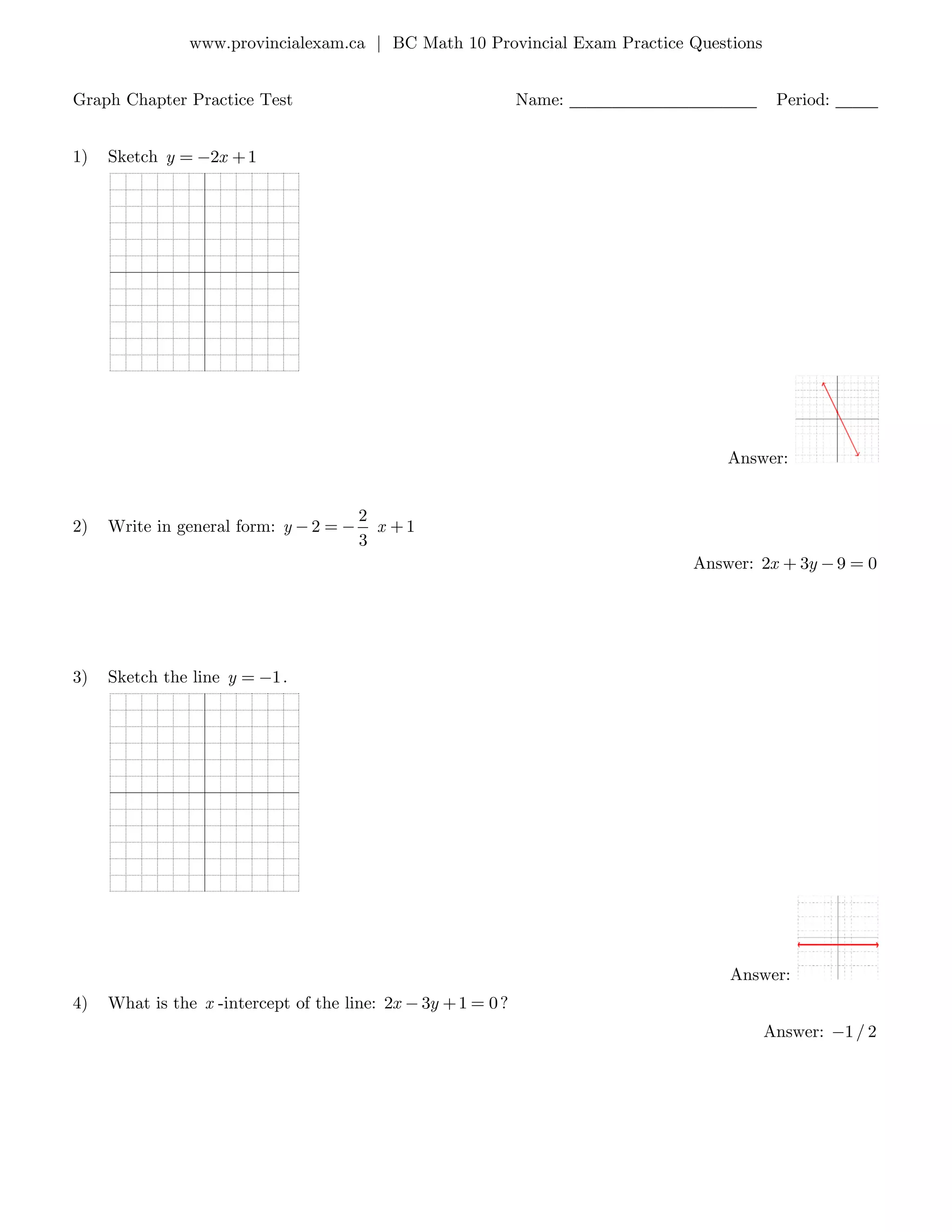 BC Math 10 Graphs Practice Test | PDF