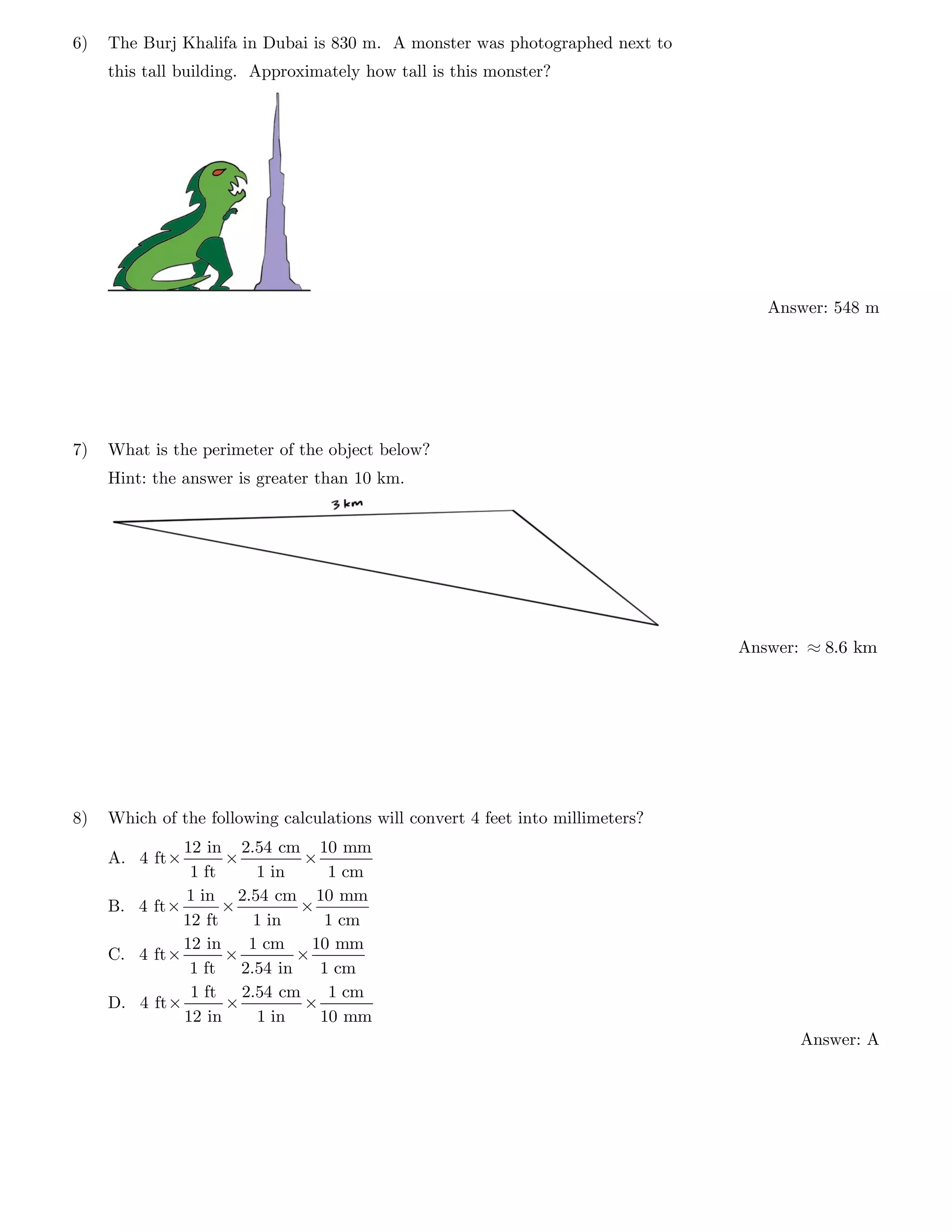 BC Math 10 Measurement Practice Test | PDF