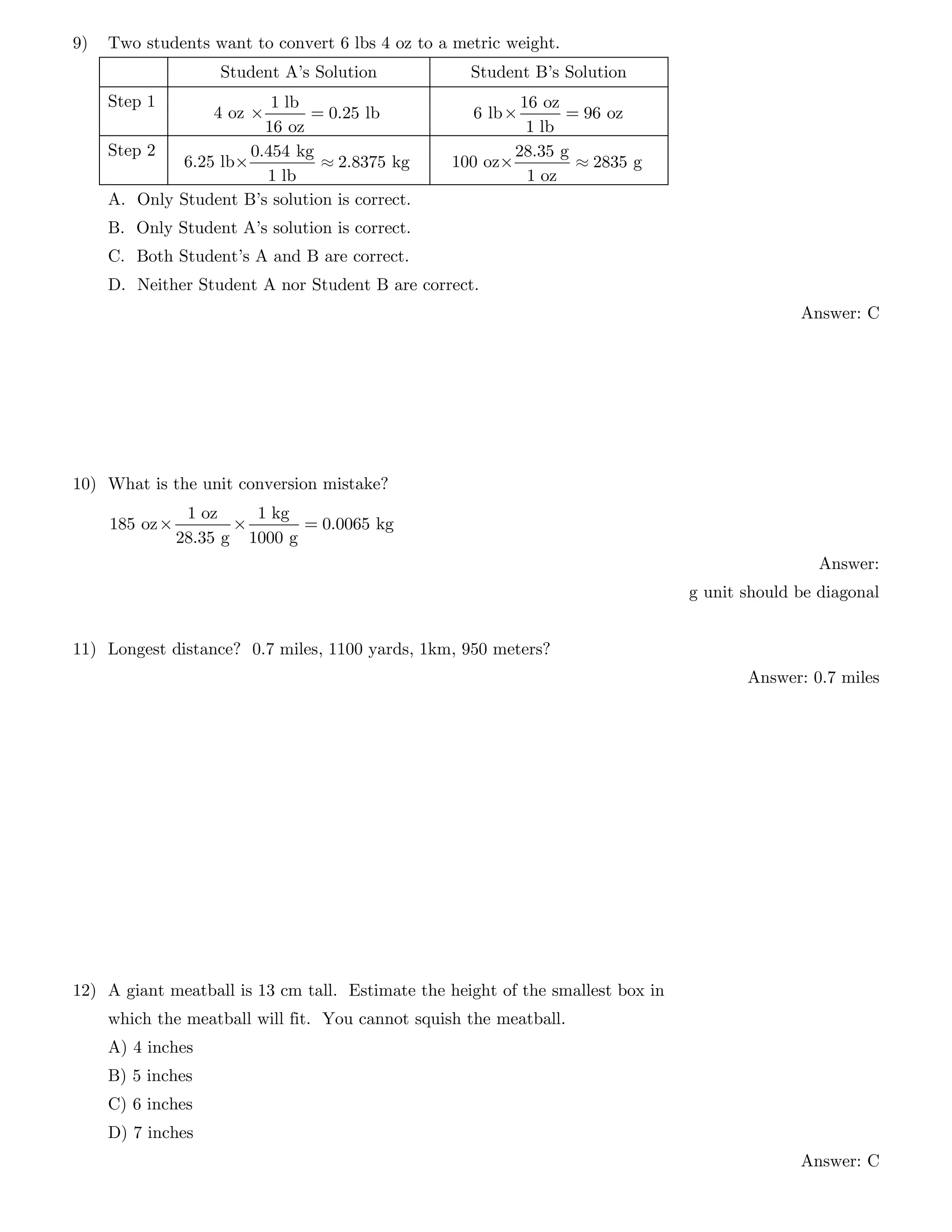 BC Math 10 Measurement Practice Test | PDF