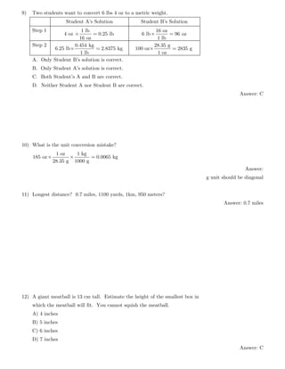 BC Math 10 Measurement Practice Test | PDF