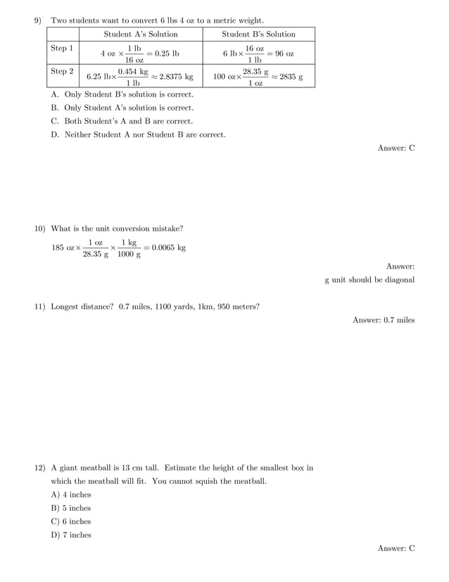 BC Math 10 Measurement Practice Test | PDF | Physics | Science