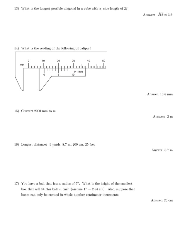 BC Math 10 Measurement Practice Test | PDF | Physics | Science