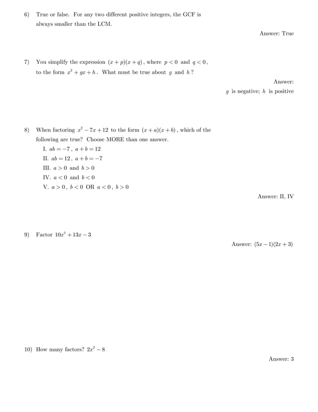 BC Math 10 Polynomials Practice Test | PDF | Physics | Science