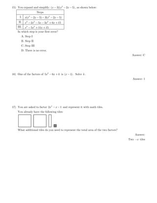 BC Math 10 Polynomials Practice Test | PDF
