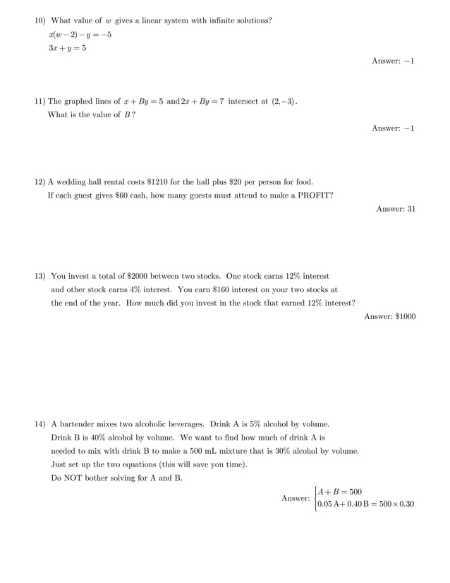 BC Math 10 Systems Practice Test | PDF