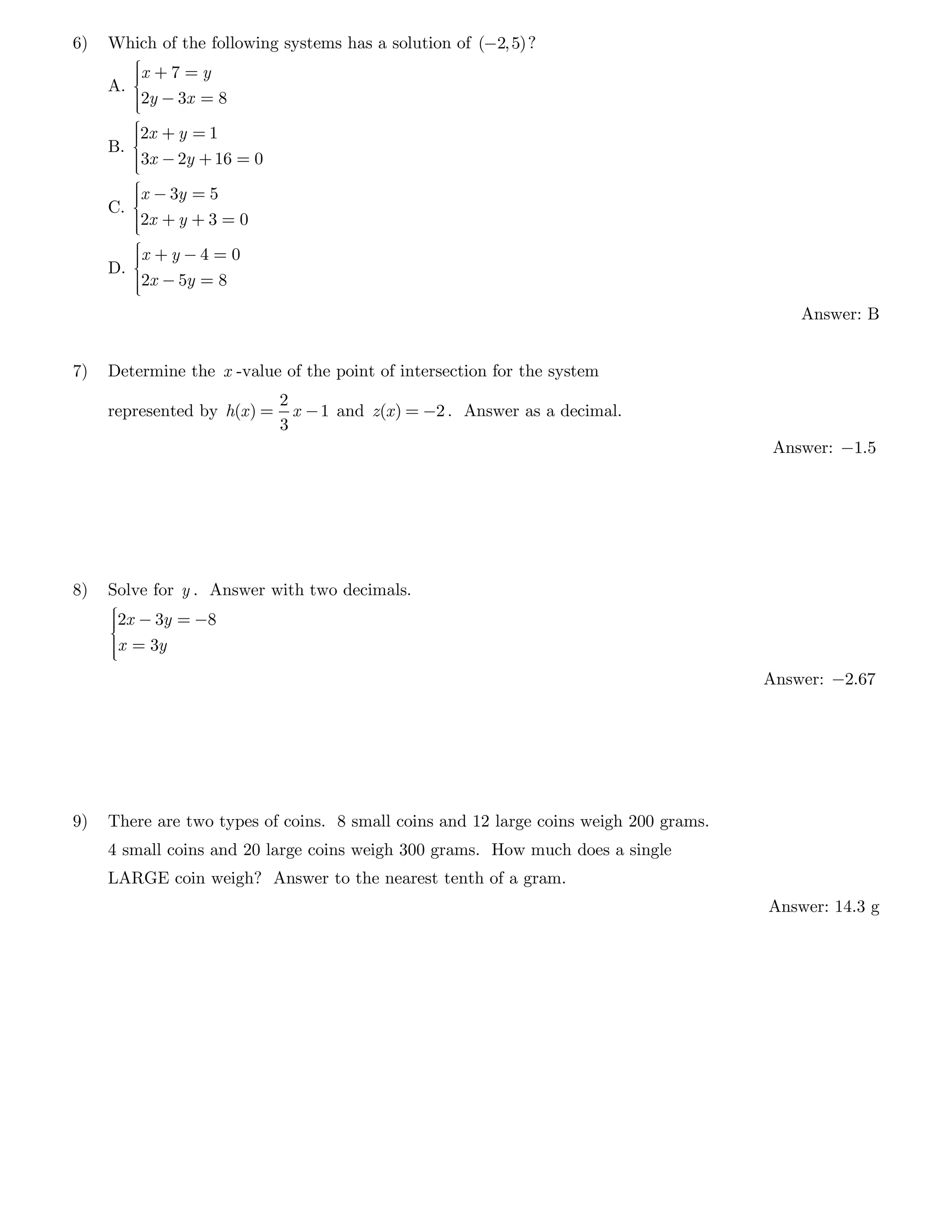 BC Math 10 Systems Practice Test | PDF