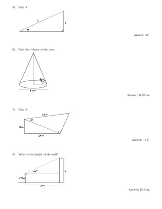 BC Math 10 Trigonometry Practice Test | PDF