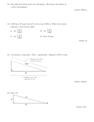 BC Math 10 Trigonometry Practice Test | PDF