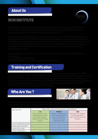 BCM Institute Course Schedule 2016 | PDF