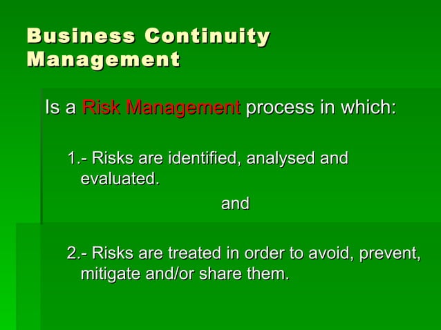 Bcm Business Continuity Management | PPT