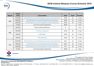 BCM Institute Malaysia Course Schedule 2015 | PPT