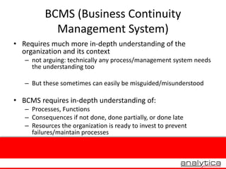 BCMS and understanding the organization | PPTX | Business | Business ...