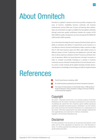 Business Continuity Management in India white paper | PDF