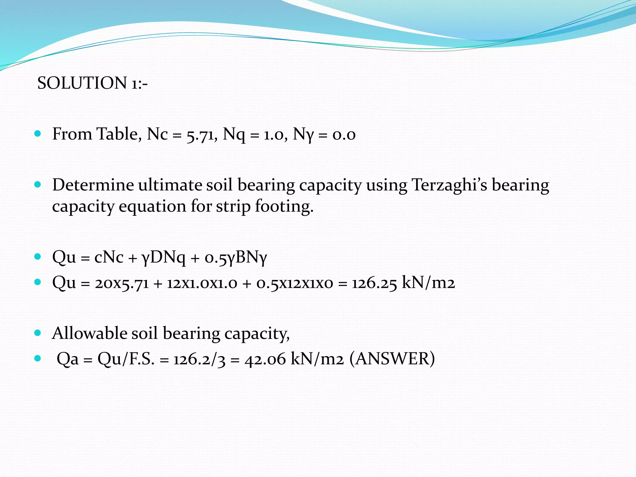 Numerical Problem and solution on Bearing Capacity ( Terzaghi and ...