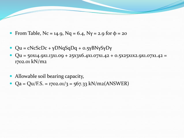 Numerical Problem and solution on Bearing Capacity ( Terzaghi and ...