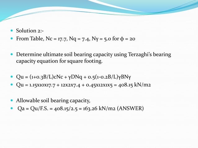 Numerical Problem and solution on Bearing Capacity ( Terzaghi and ...