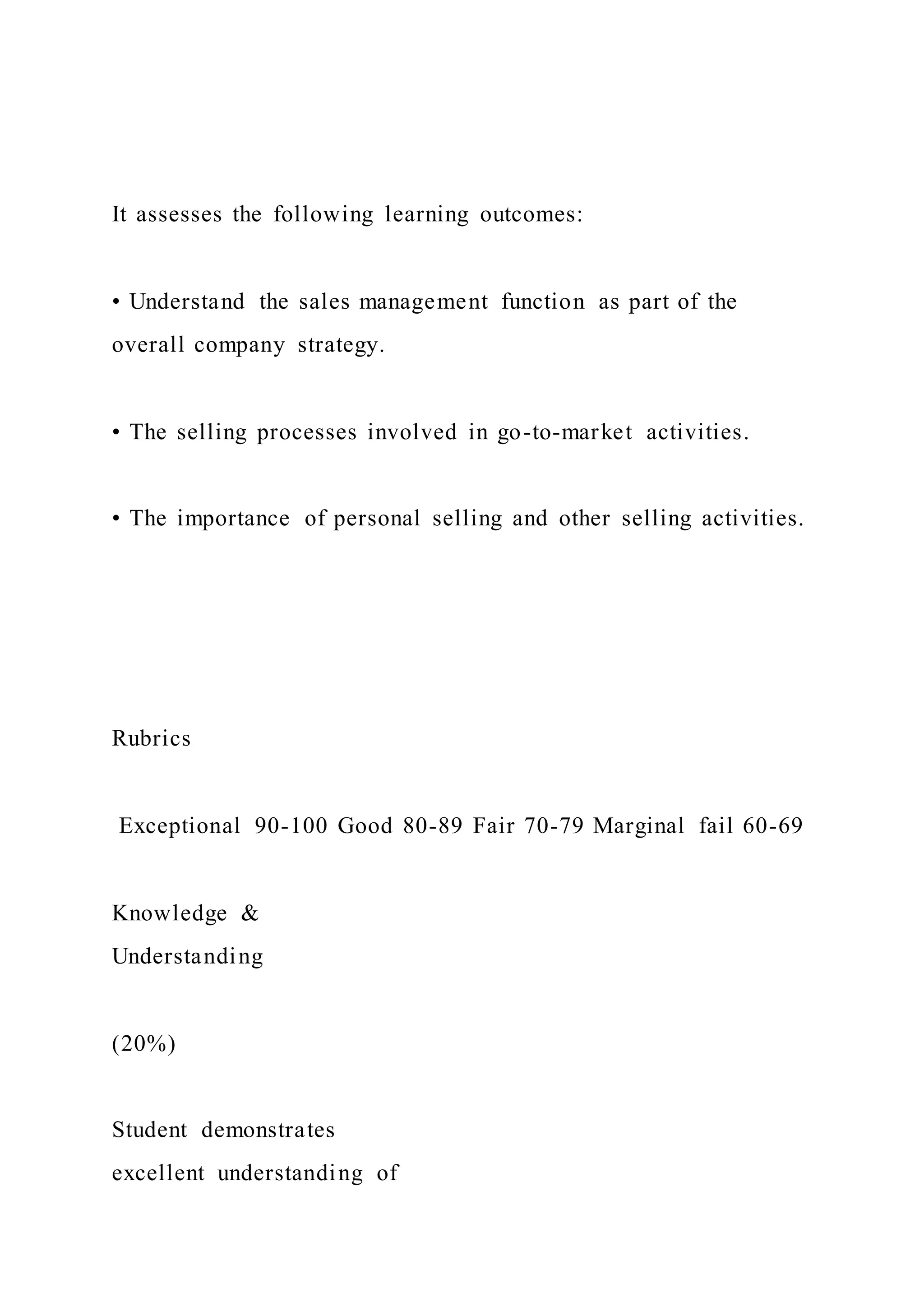 Bco226 sales & purchasing management case & rubrics t | DOCX